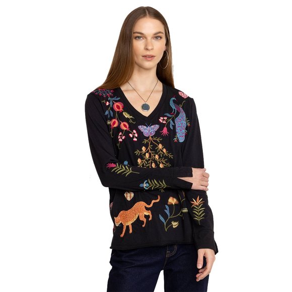 Johnny Was | Tops | Johnny Was Adela Slit Butterfly Embroidery Tee ...
